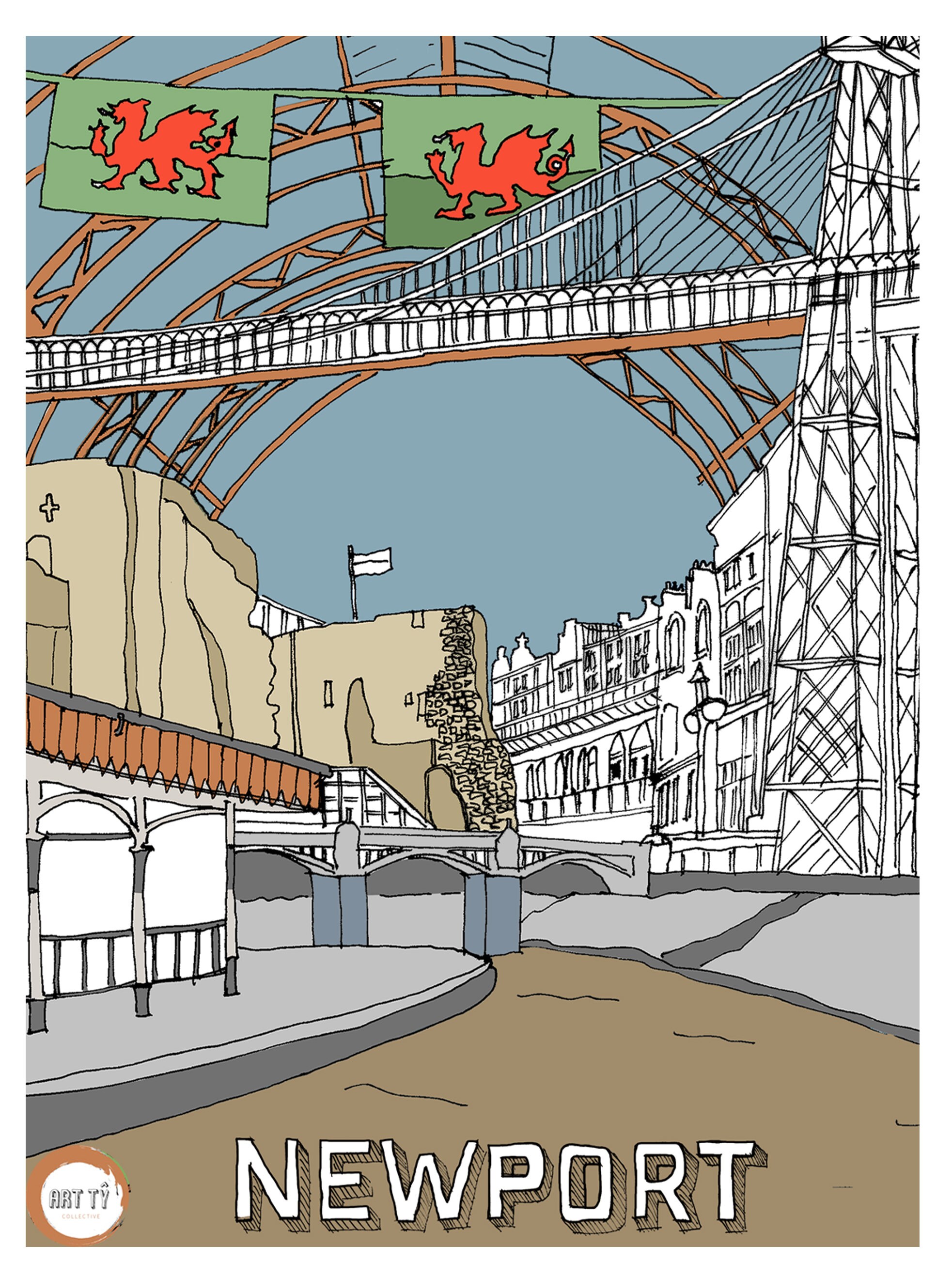 Newport, Wales. Colour Illustration. - Etsy UK