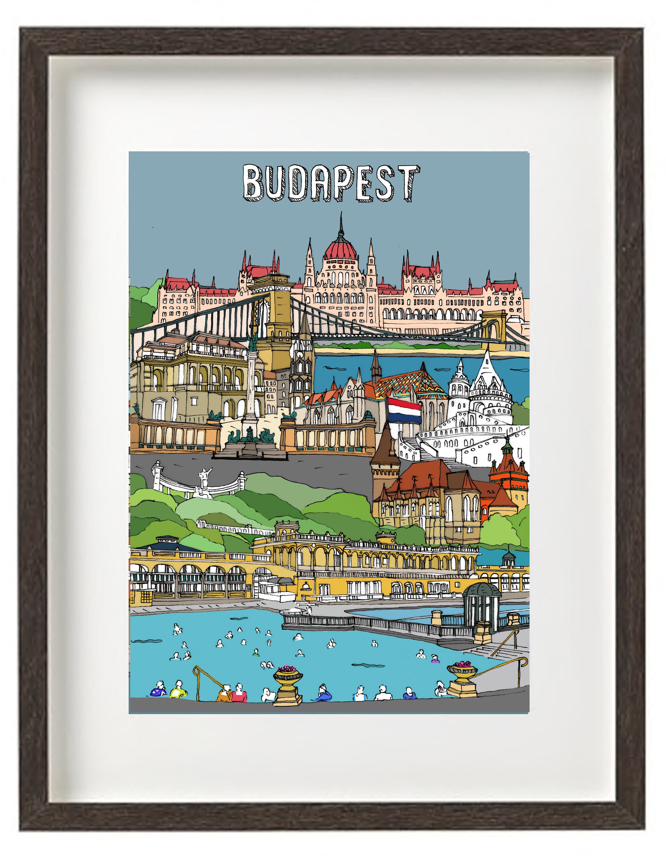 Budapest, Hungary. Hand Drawn Illustration. - Etsy Australia