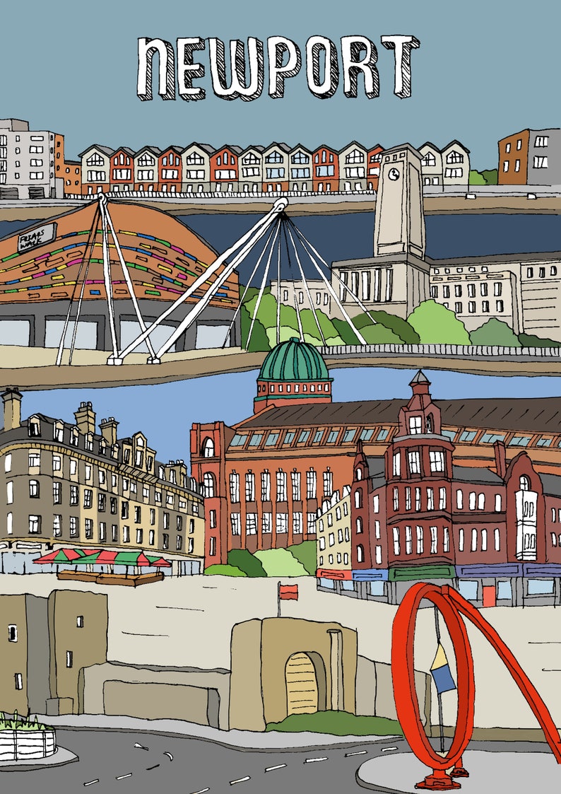 Newport South Wales. Hand Drawn Illustration. - Etsy