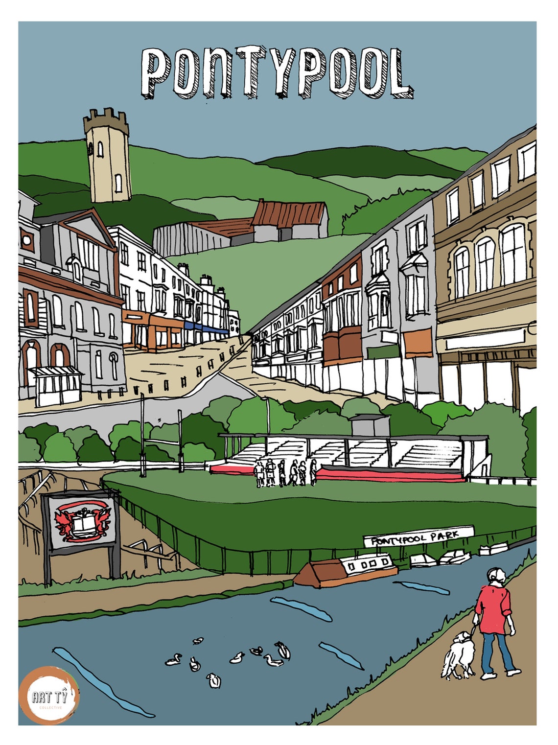 Pontypool, Wales. Colour Illustration - Etsy UK
