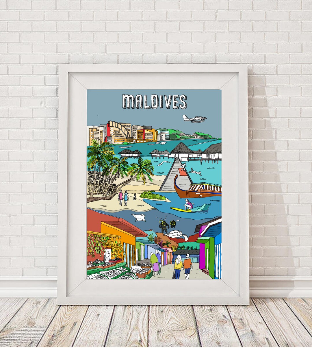 Maldives. Hand Drawn Illustration. - Etsy