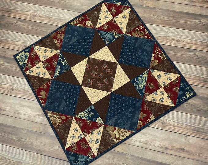 Quilted Half-square "maria's Sky" Star Design Table Topper ...