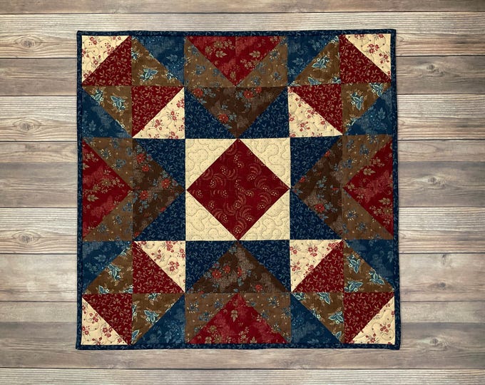 Quilted Half-square "maria's Sky" Star Design Table Topper ...