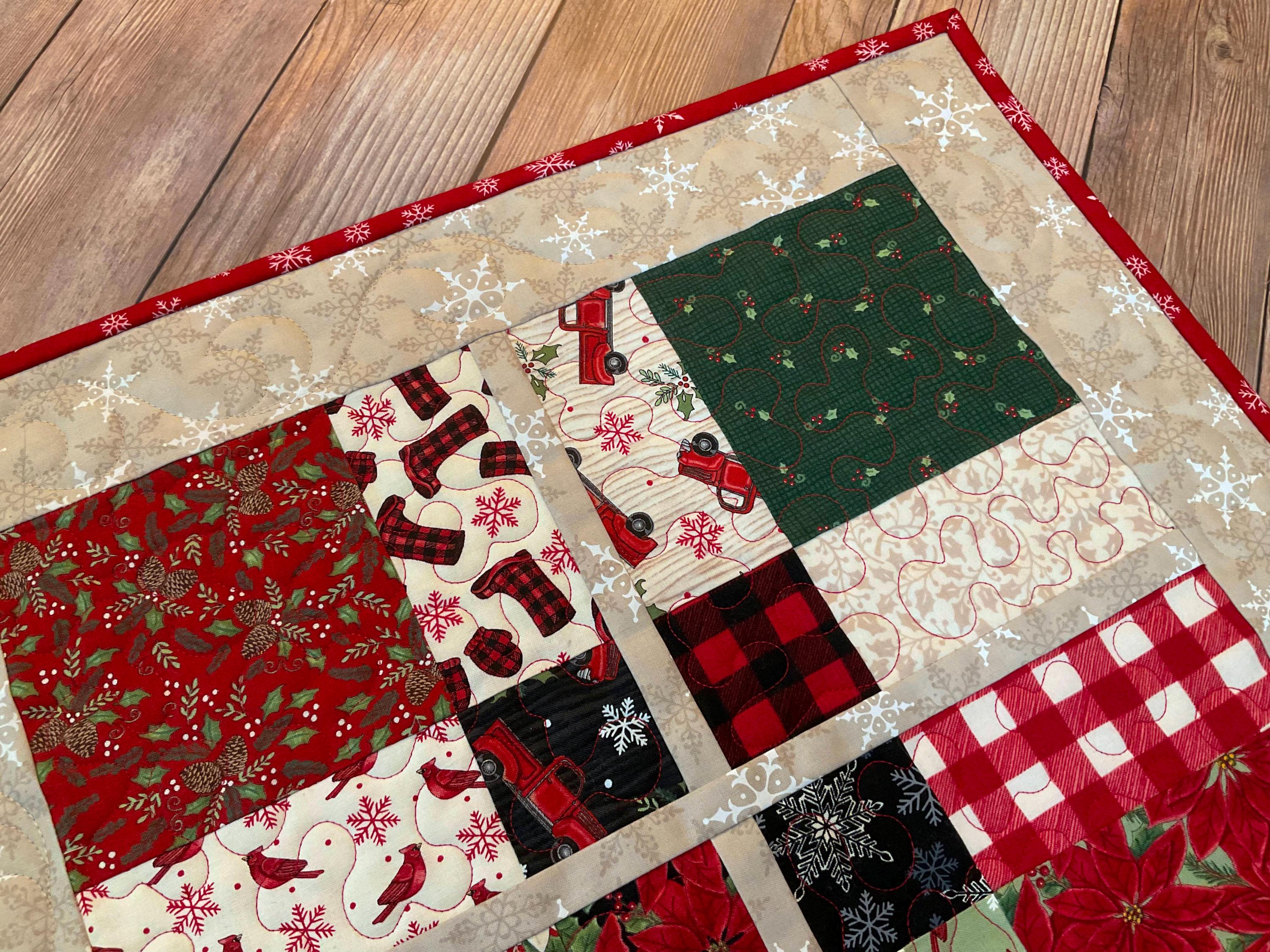 Small Quilted Scrappy Christmas Table Mat, 18" Square - Etsy