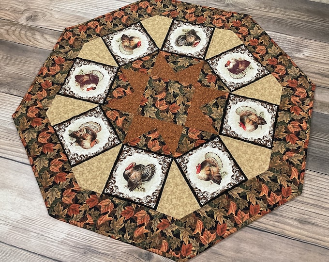 Turkey Time Octagon Quilted Table Topper, 33" - Etsy