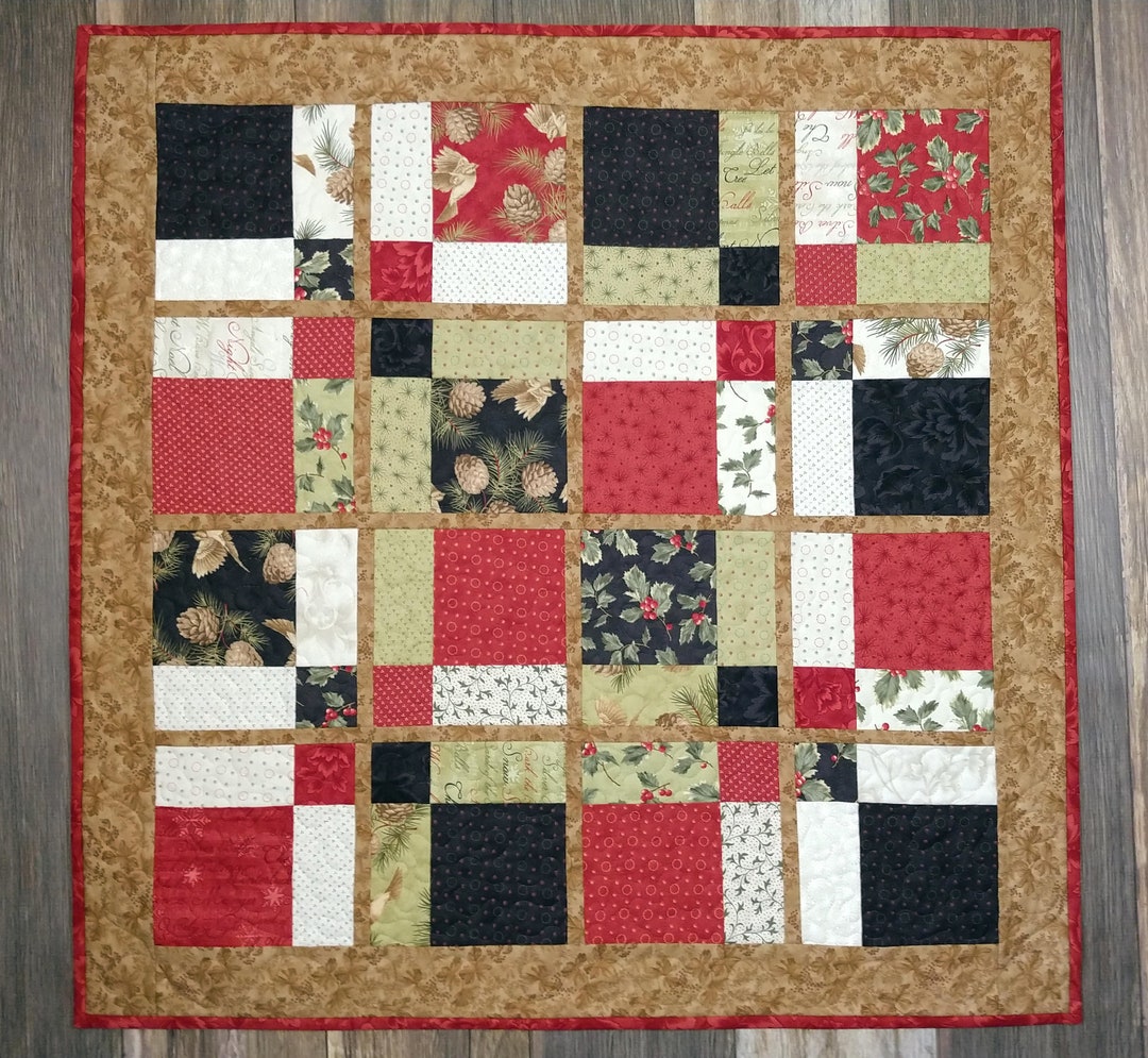 Quilted Patchwork Table Topper 32.5 Square - Etsy