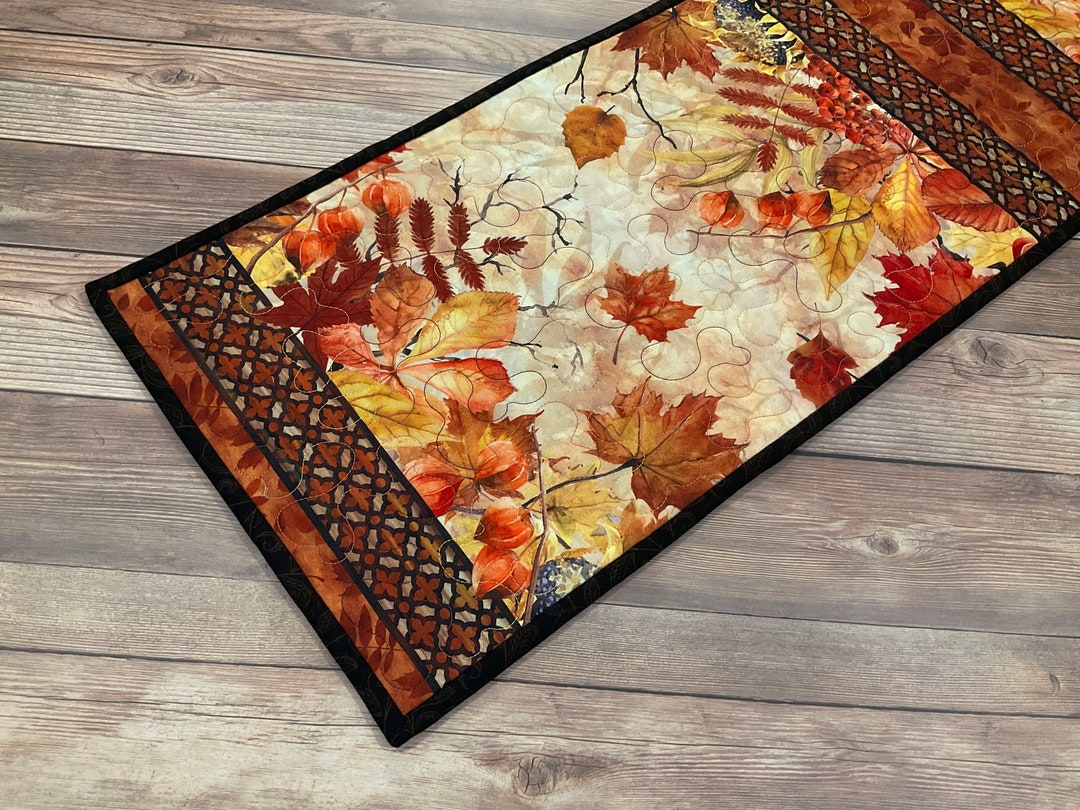 Quilted autumn Celebration Fall Table Runner, 44 X 12 - Etsy