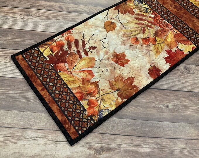 Quilted "autumn Celebration" Fall Table Runner, 44" X 12" - Etsy
