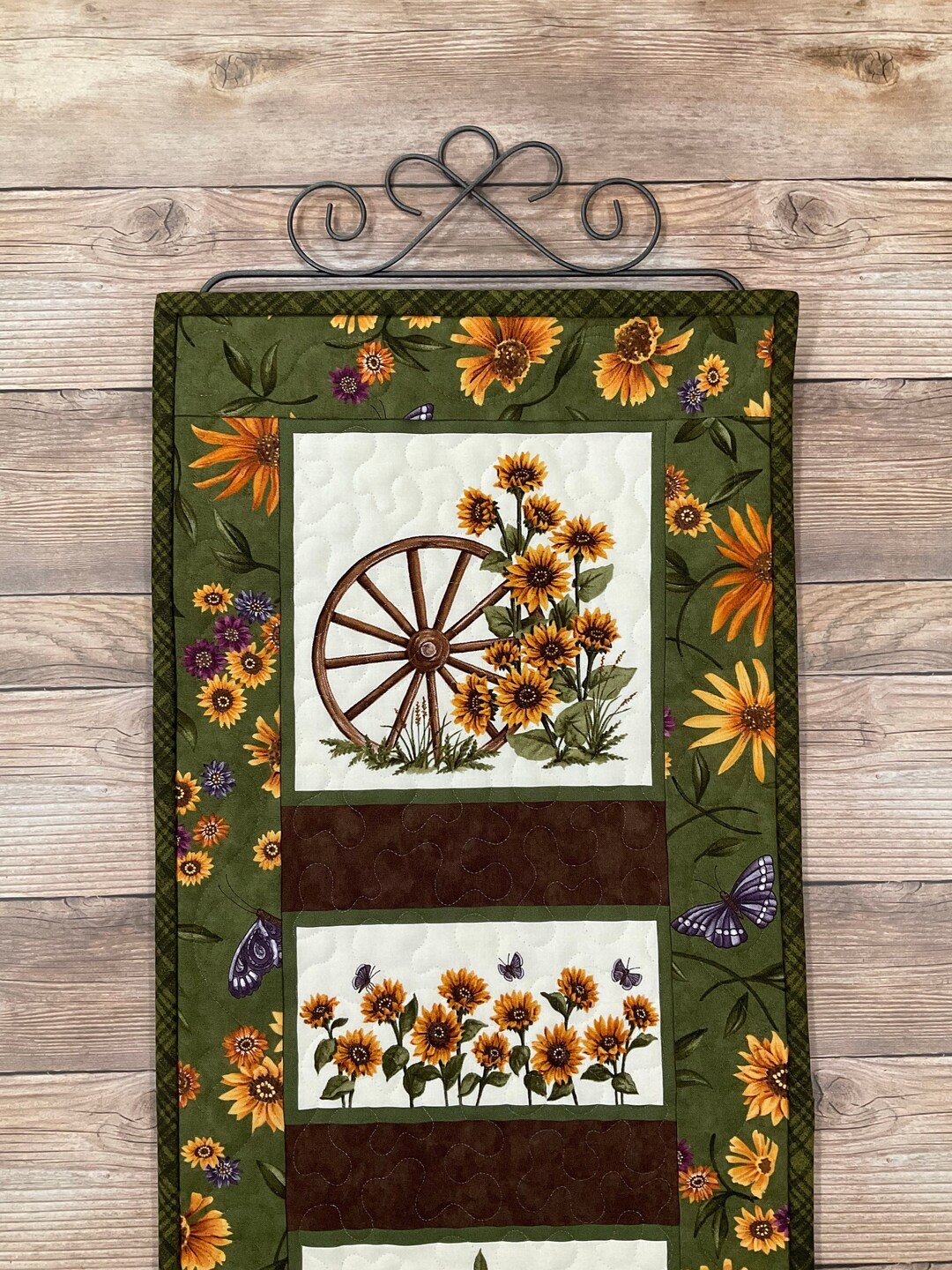Small Spring/summer/fall Sunflower Garden Wallhanging, Green Border, 28 ...