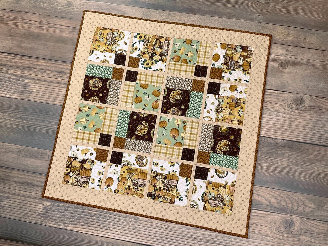 Quilted "happy Fallidays" Broken Nine-patch Windowpane Table Topper ...