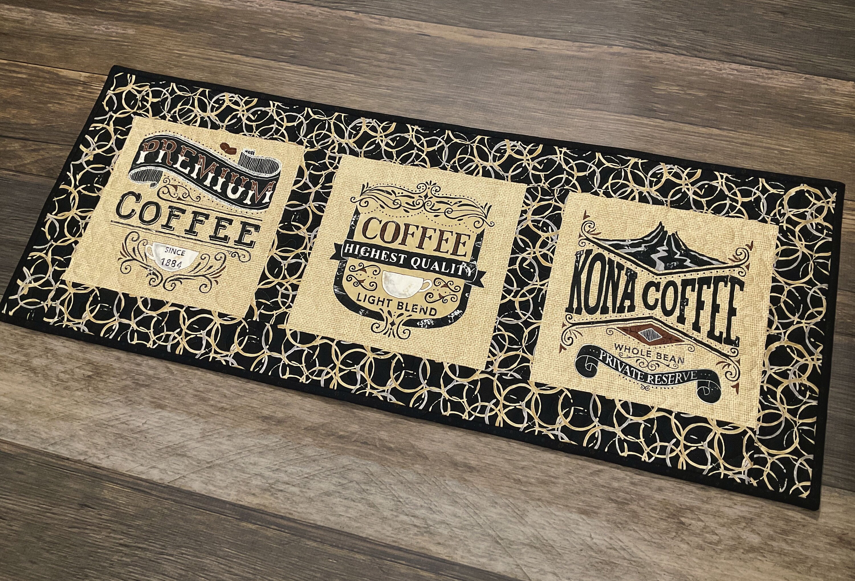 Quilted Coffee Table Runner With Dark Border 38 X | Etsy