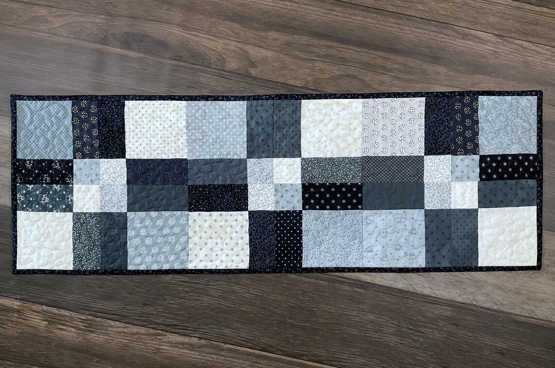 Broken Nine-patch Quilted Table Runner 52 X 13 | Etsy