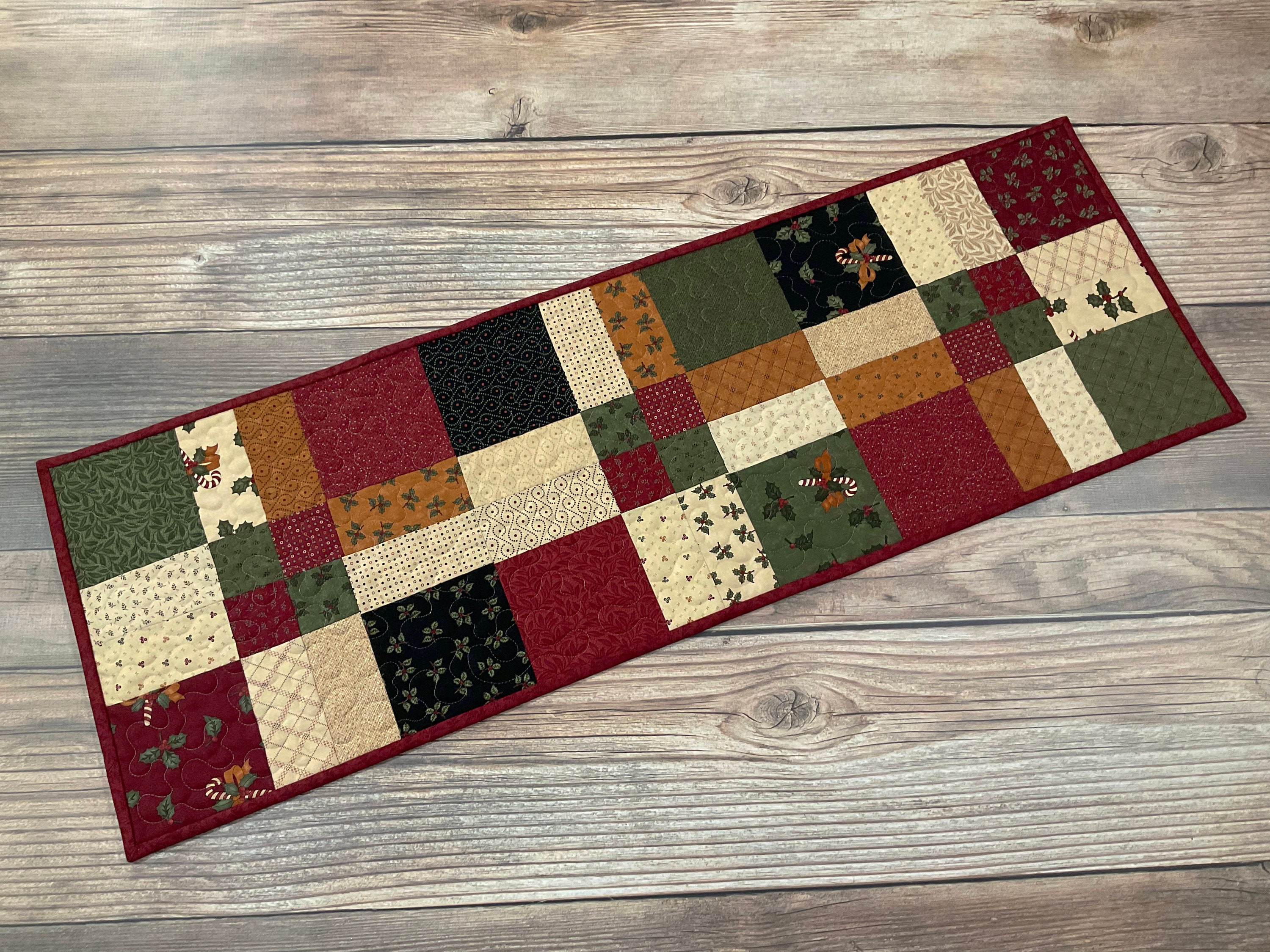 Quilted Broken Nine-patch Sweet Holly Table Runner 39 X - Etsy