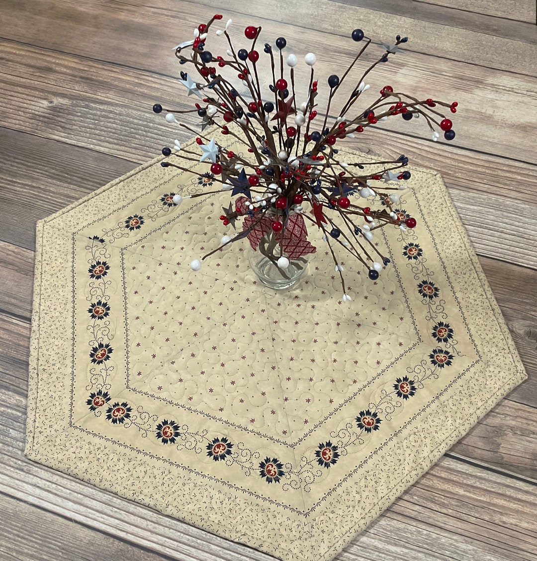 Quilted Hexagon Cream Table Topper, 26" X 22" - Etsy