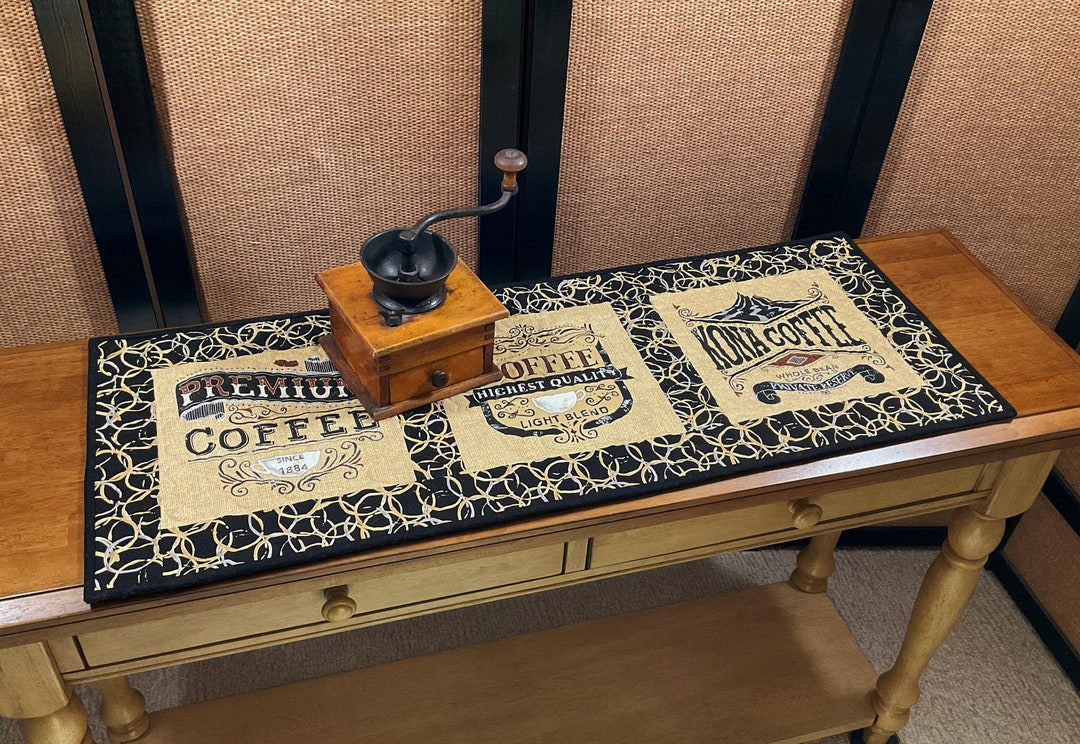 Quilted Coffee Table Runner With Dark Border, 38 X 14.5 - Etsy