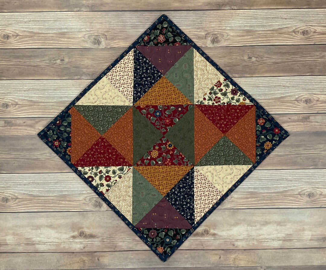 Small Quilted Scrappy Patchwork Kansas Troubles Star Design Table ...