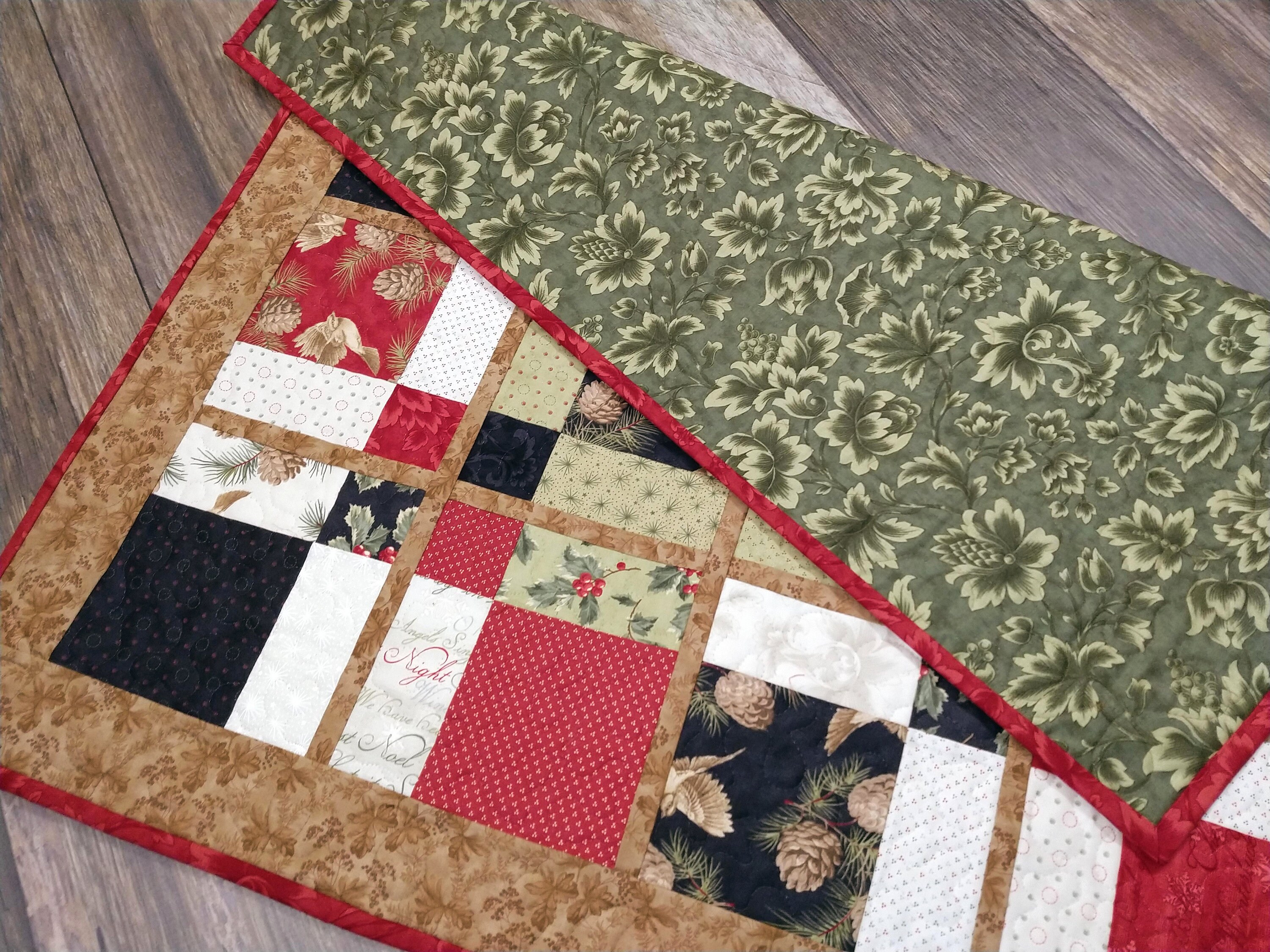 Quilted Patchwork Table Topper 32.5 Square - Etsy