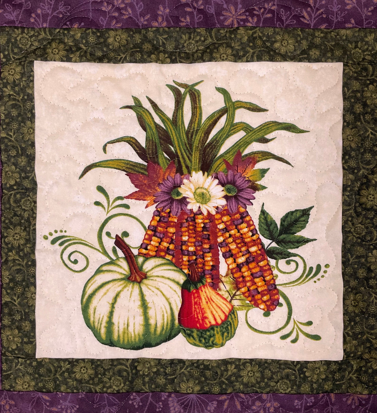 Medium Quilted Indian Corn Swag Table Topper / Wallhanging, 22" X 22 ...