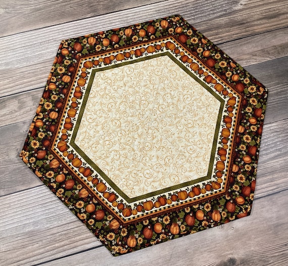 Fall Quilted Hexagon Table Topper 29.5 X 25.5 - Etsy