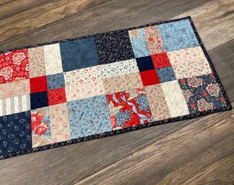 Broken Nine-patch Quilted Table Runner 52 X 13 | Etsy