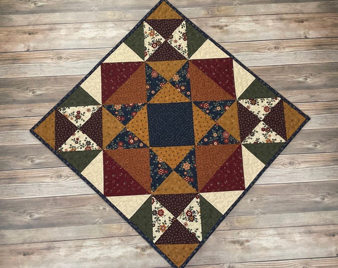 Quilted Half-square Kansas Troubles Star Design Table Topper ...