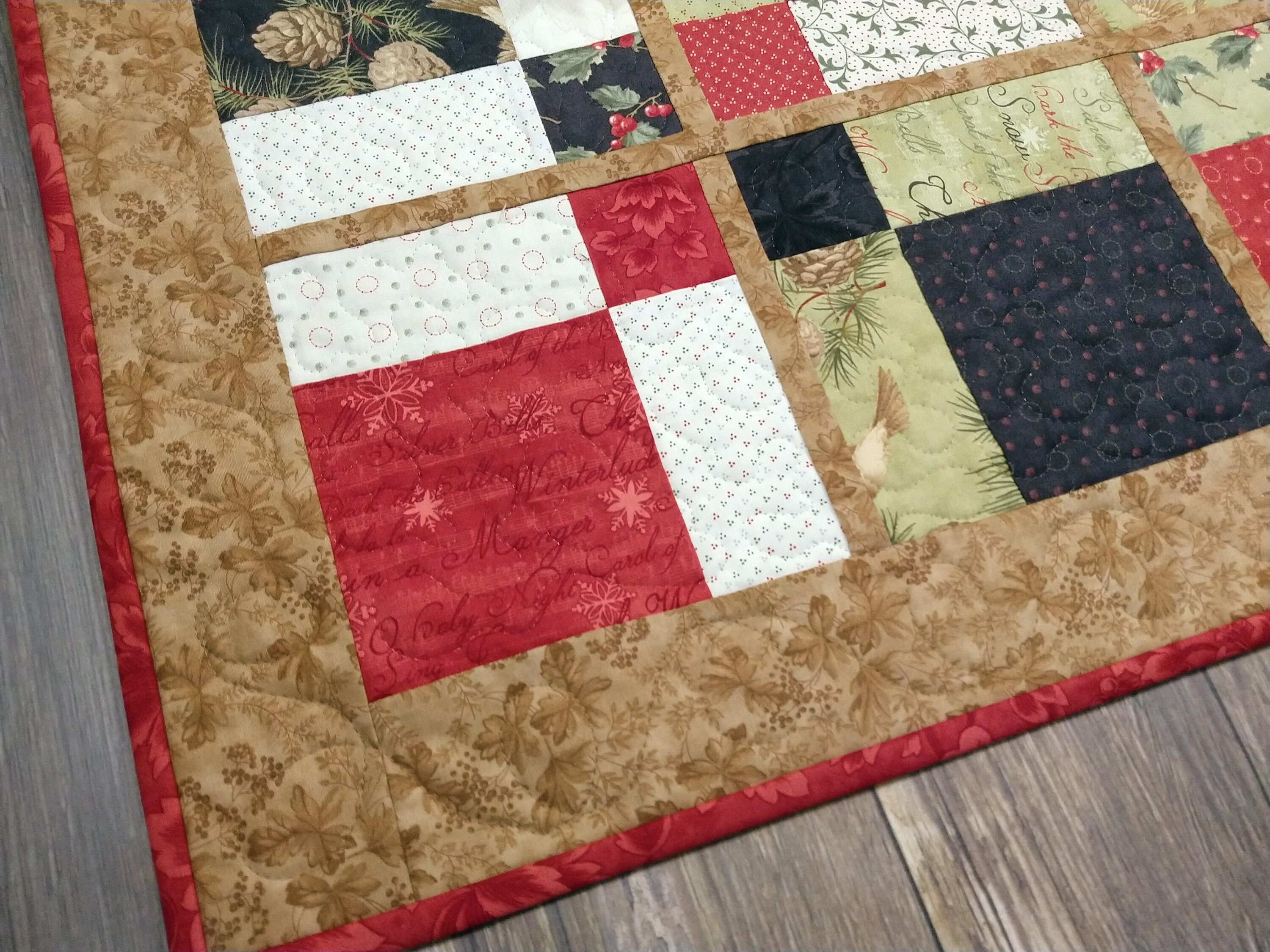 Quilted Patchwork Table Topper 32.5 Square - Etsy