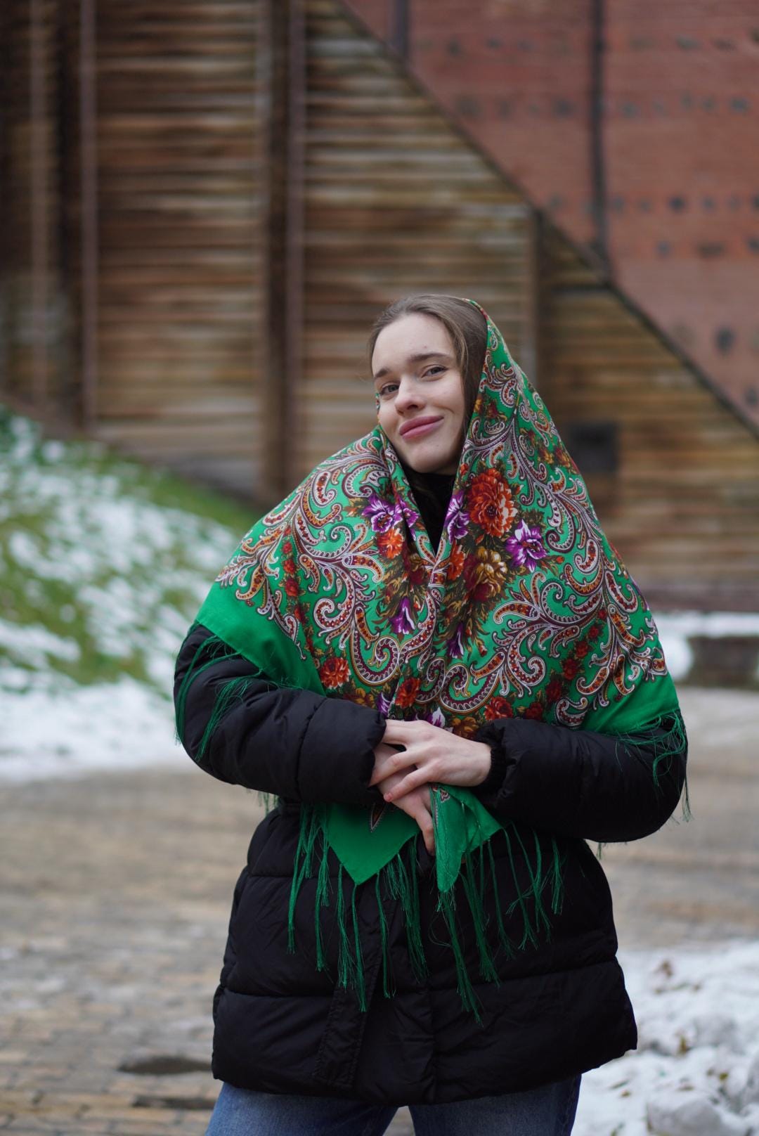 Green Ukrainian Wool 80% Shawl Traditional Ukrainian Gifts for Women ...