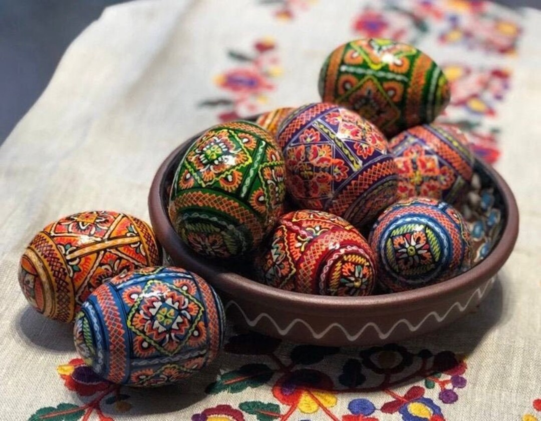 Set 6 Easter Wooden Eggs, Pysanky Handmade Ukrainian Traditional, Gift ...