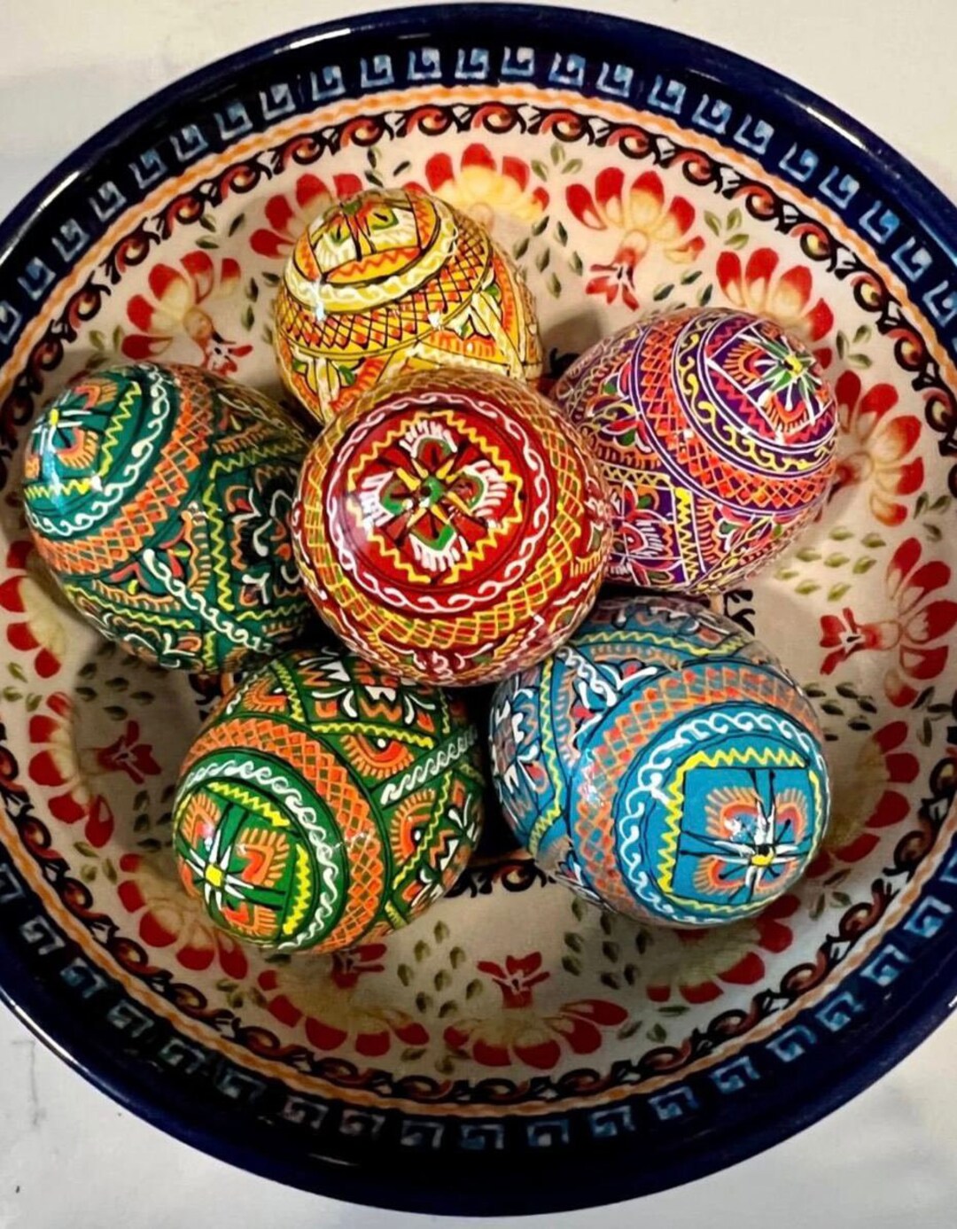 Set 6 Easter Wooden Eggs, Ukrainian Traditional Pysanky, Hand Painted ...
