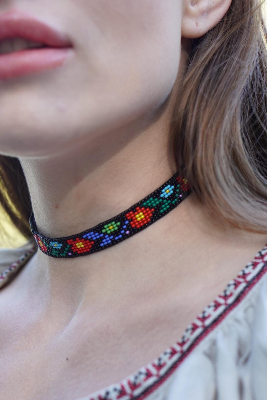 Ukrainian SYLYANKA Seed Bead Necklace Every Day Handmade Beaded Collar ...