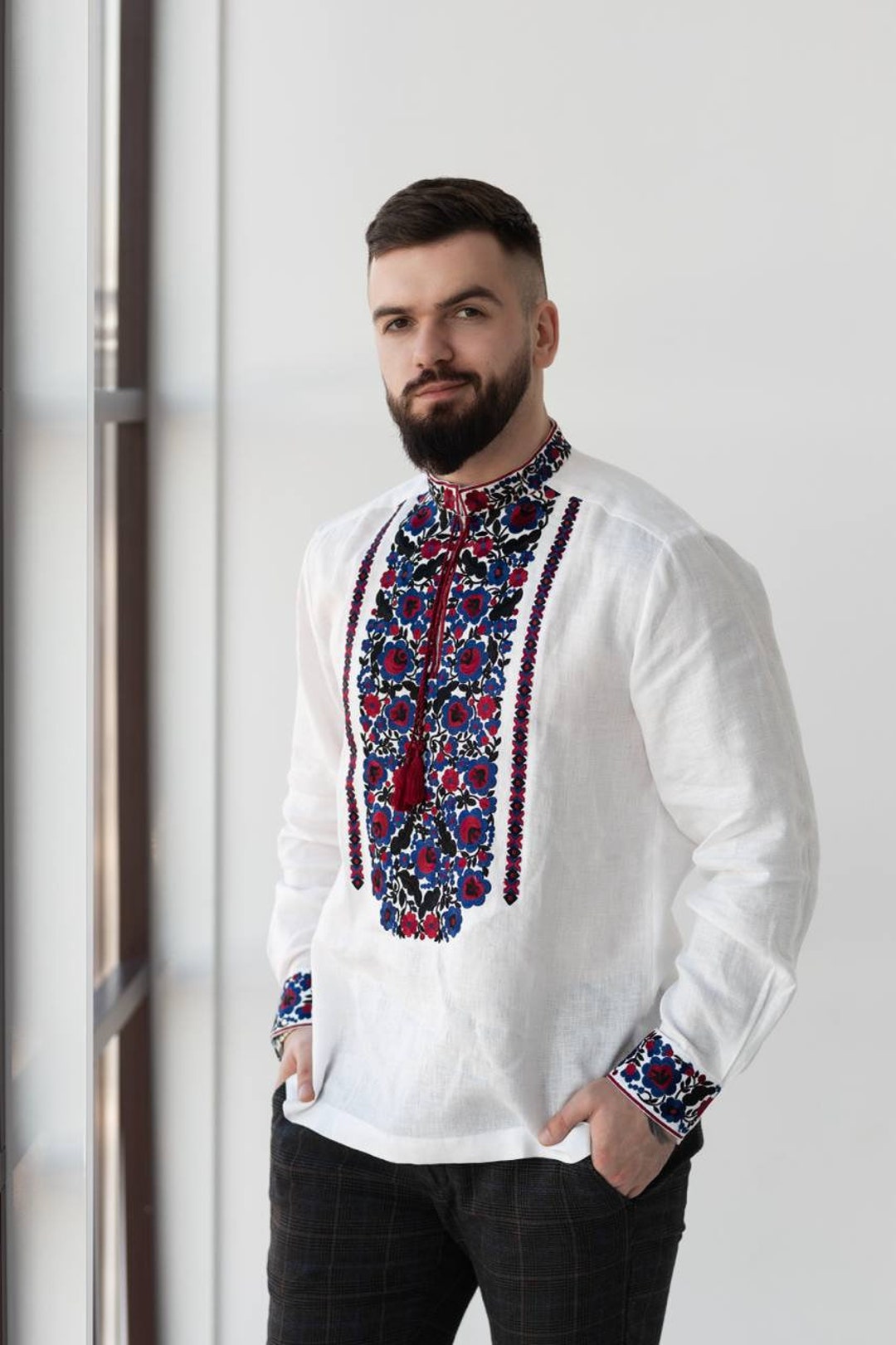 White Embroidered Shirt Ukrainian Vyshyvanka Men's Shirt Ukrainian ...