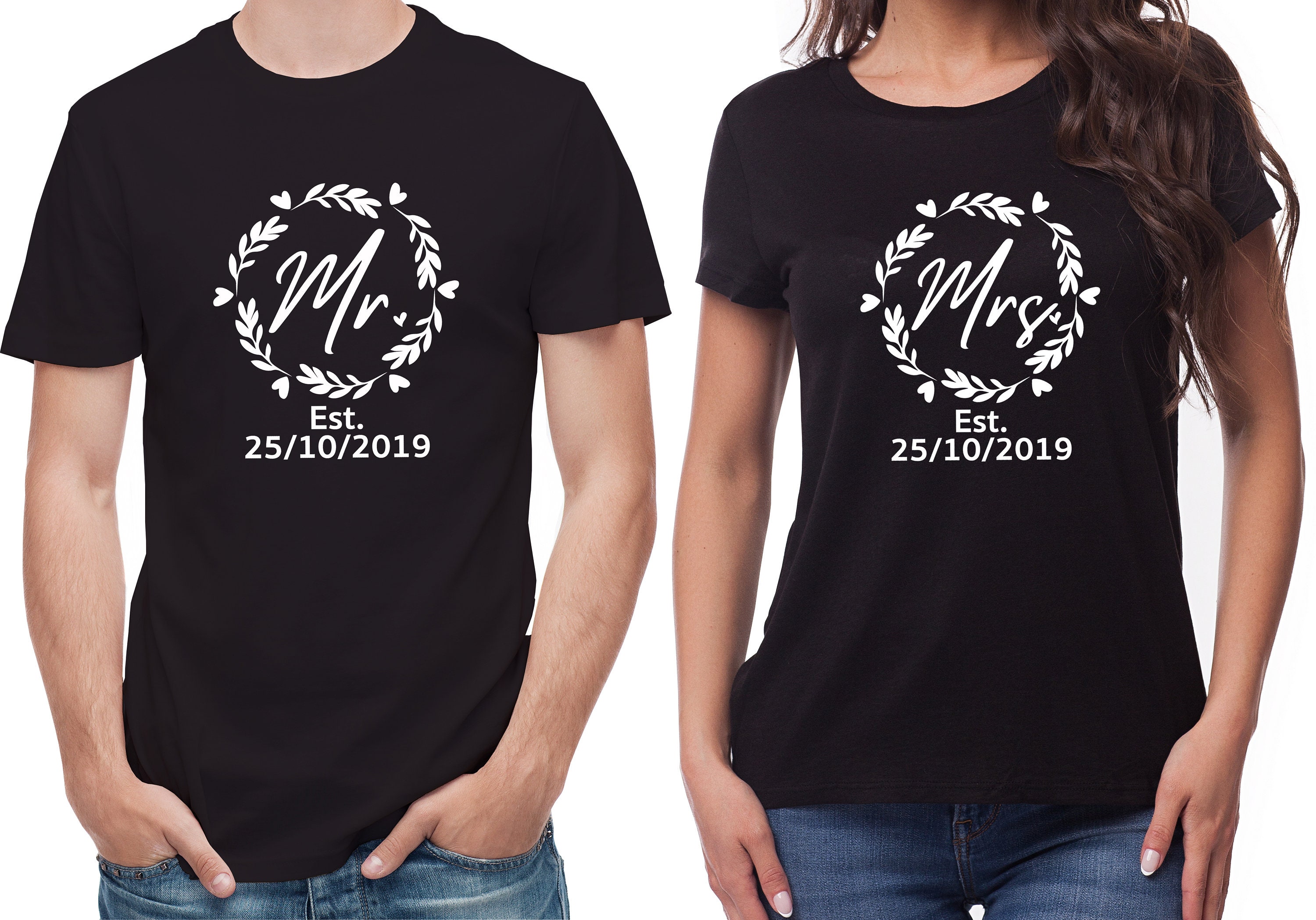 Custom Mr And Mrs T Shirts Set His And Her Set With Custom Etsy