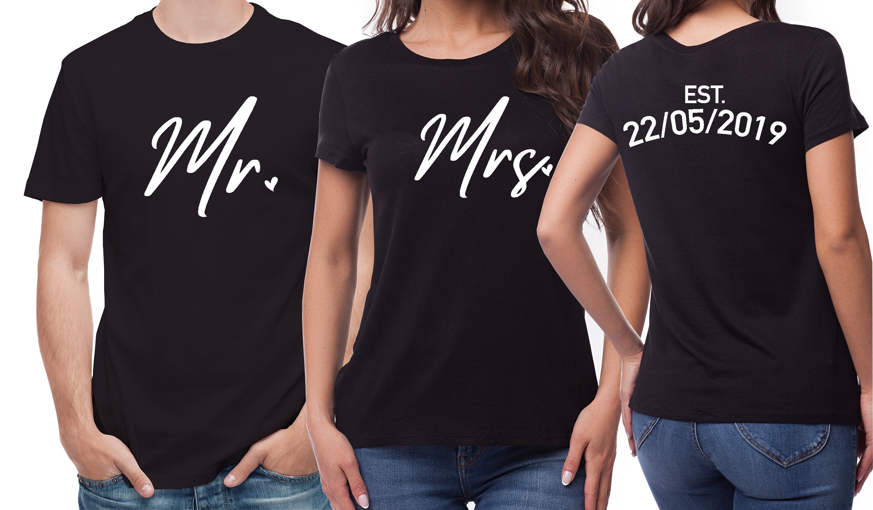 Custom Mr And Mrs Black T Shirts Set His And Her Set With Etsy