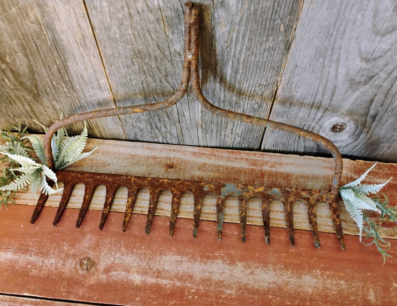 Rusty Old Garden Rake-vintage Rake-farmhouse Home Decor-farmhouse ...