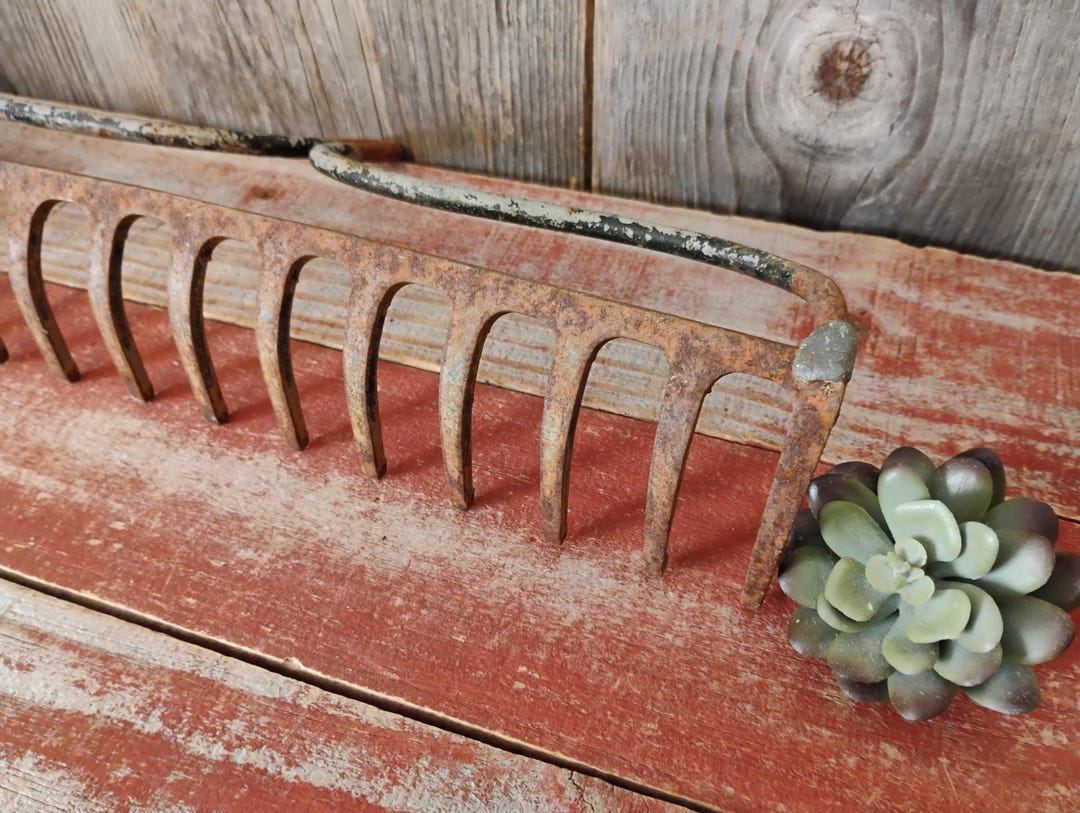 Rusty Old Garden Rake-vintage Rake-farmhouse Home Decor-farmhouse ...
