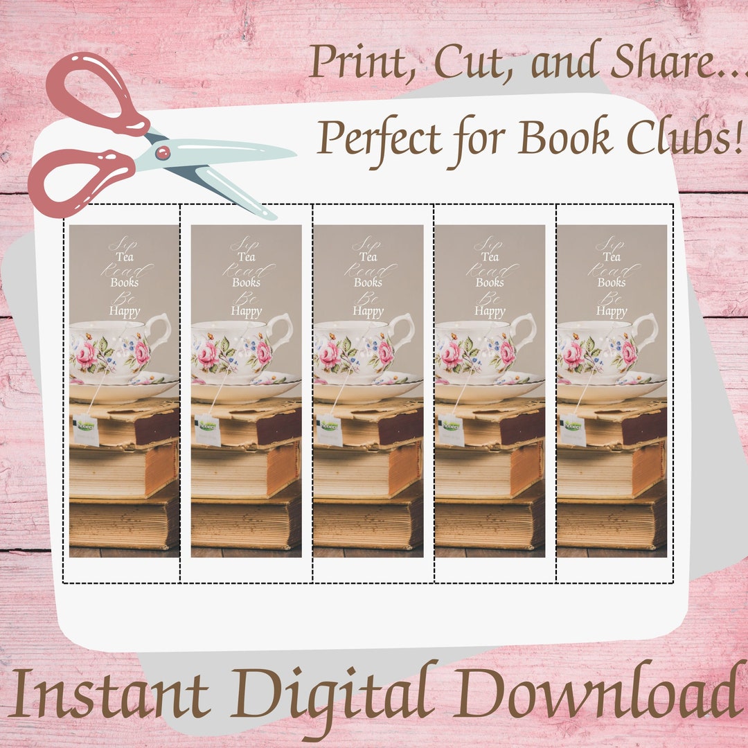 Printable Bookmarks-bookmarks for Tea Lovers-bookmarks for Book Clubs ...