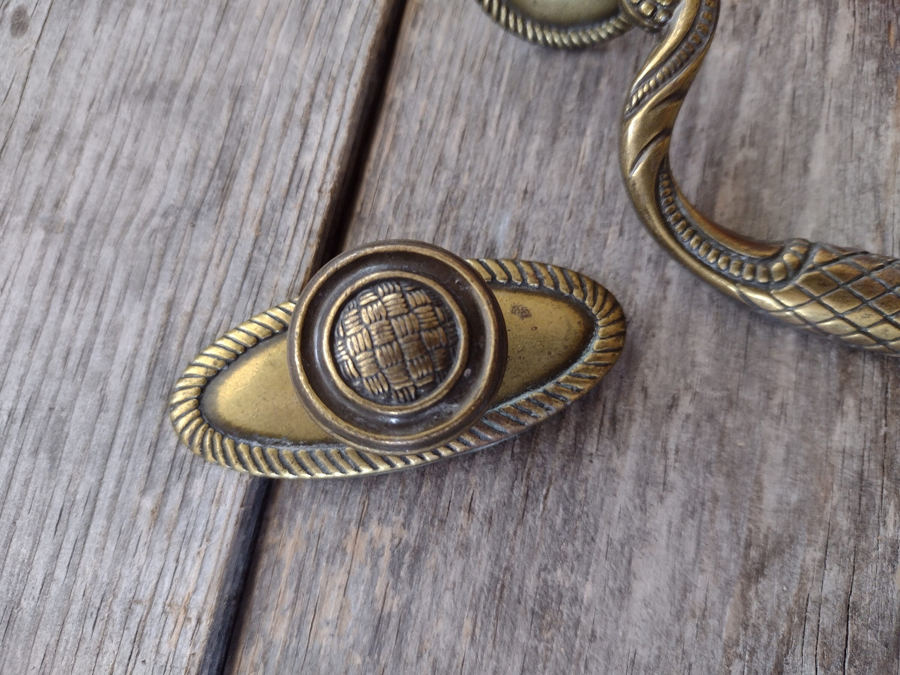 Basket Weave Brass Drawer Pulls-3pc Vintage Drawer Pulls-boho Styled ...