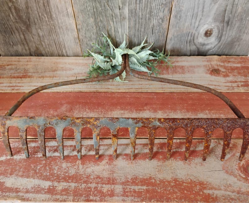 Rusty Old Garden Rake-vintage Rake-farmhouse Home Decor-farmhouse ...