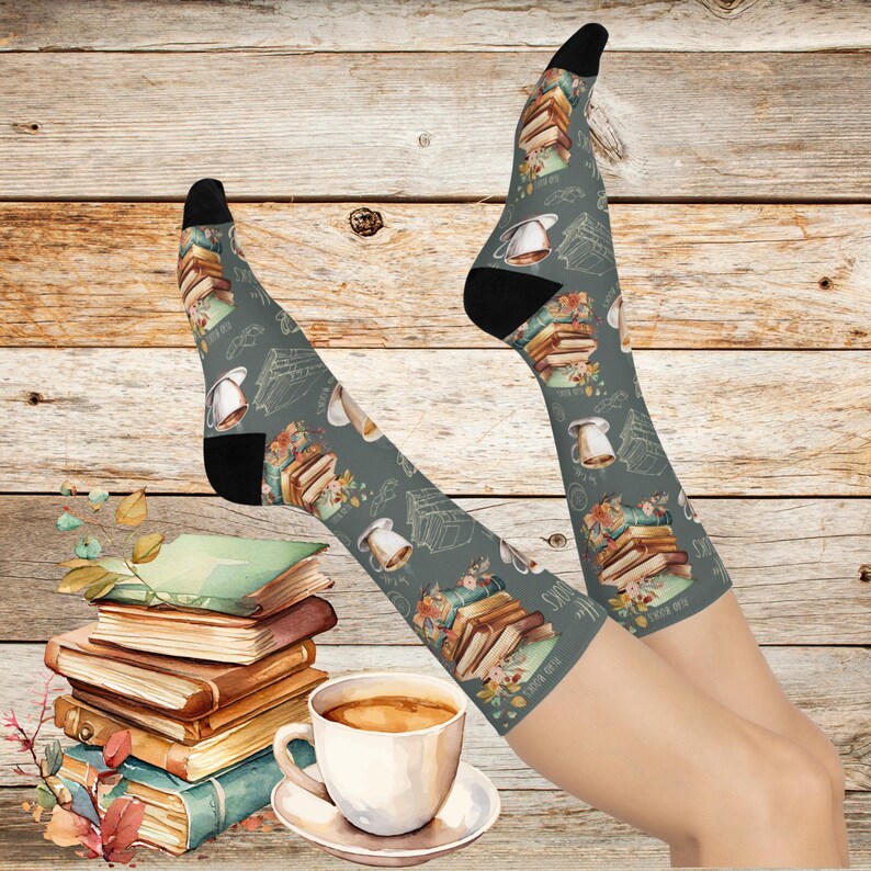 Avid Reader Cushioned Crew Socks-coffee Lover Socks-book Lover Socks ...