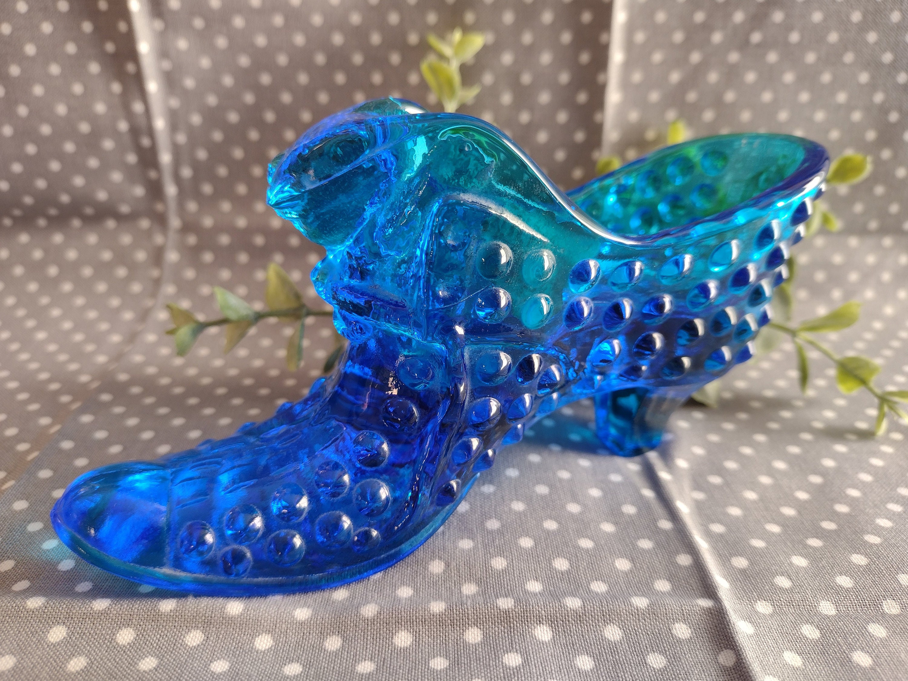 Fenton Blue Hobnail Shoe With Cat-fenton Glass-fenton - Etsy