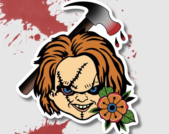 Chucky Tattoo Style Inspired Sticker | Halloween | Childs Play | Horror ...