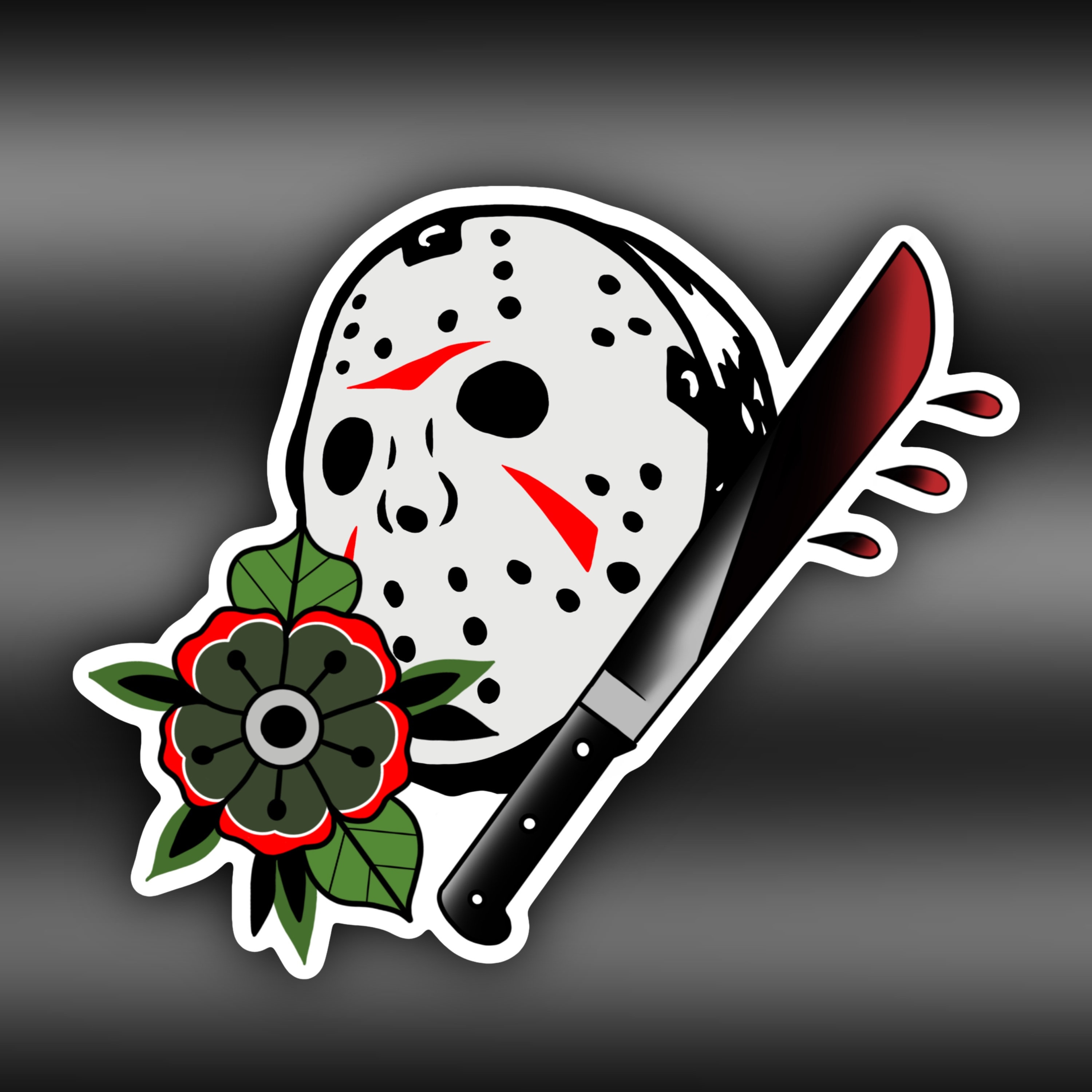 Jason Voorhees Tattoo Inspired Sticker Halloween Friday the 13th Horror ...