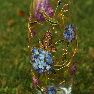 Vase With Flowers Stained Glass Hand Painted Vase Wildflowers Handpainted Personalized Glass ...