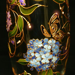 Vase With Flowers Stained Glass Hand Painted Vase Wildflowers Handpainted Personalized Glass ...