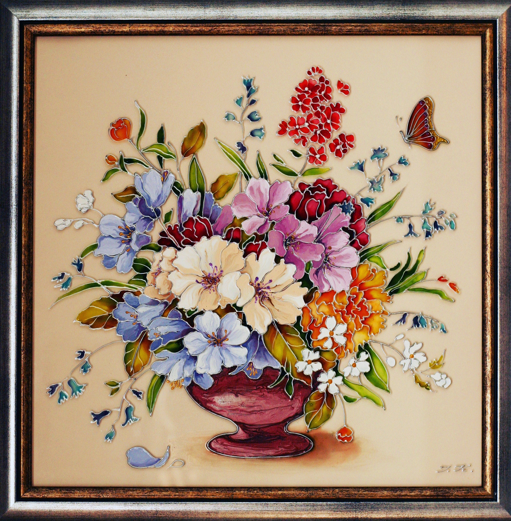 Original 3D Glass Painting Spring Flowers in Vase Flower | Etsy