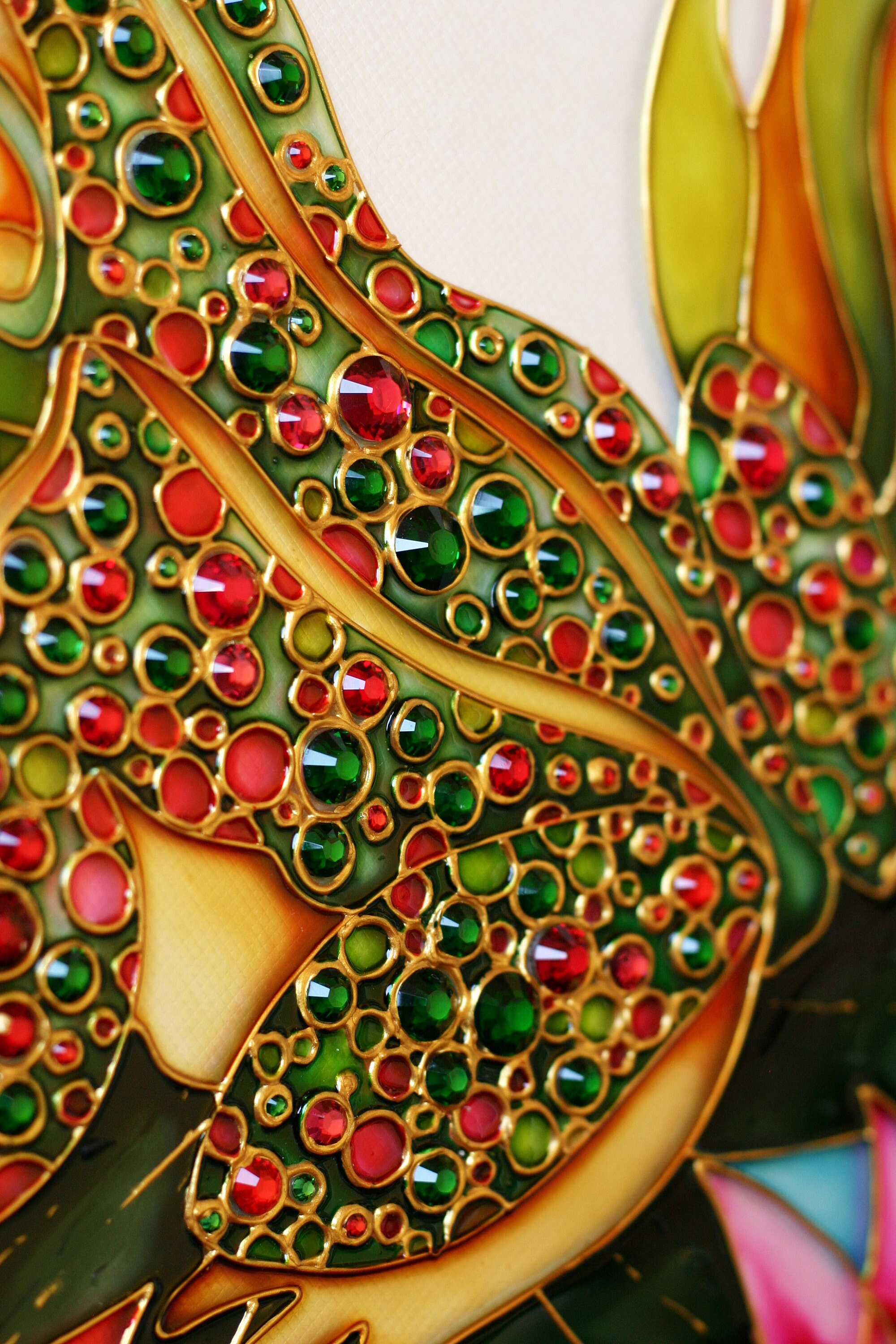 Frog Art Stained Glass Painting With Crystals Cute Frog - Etsy