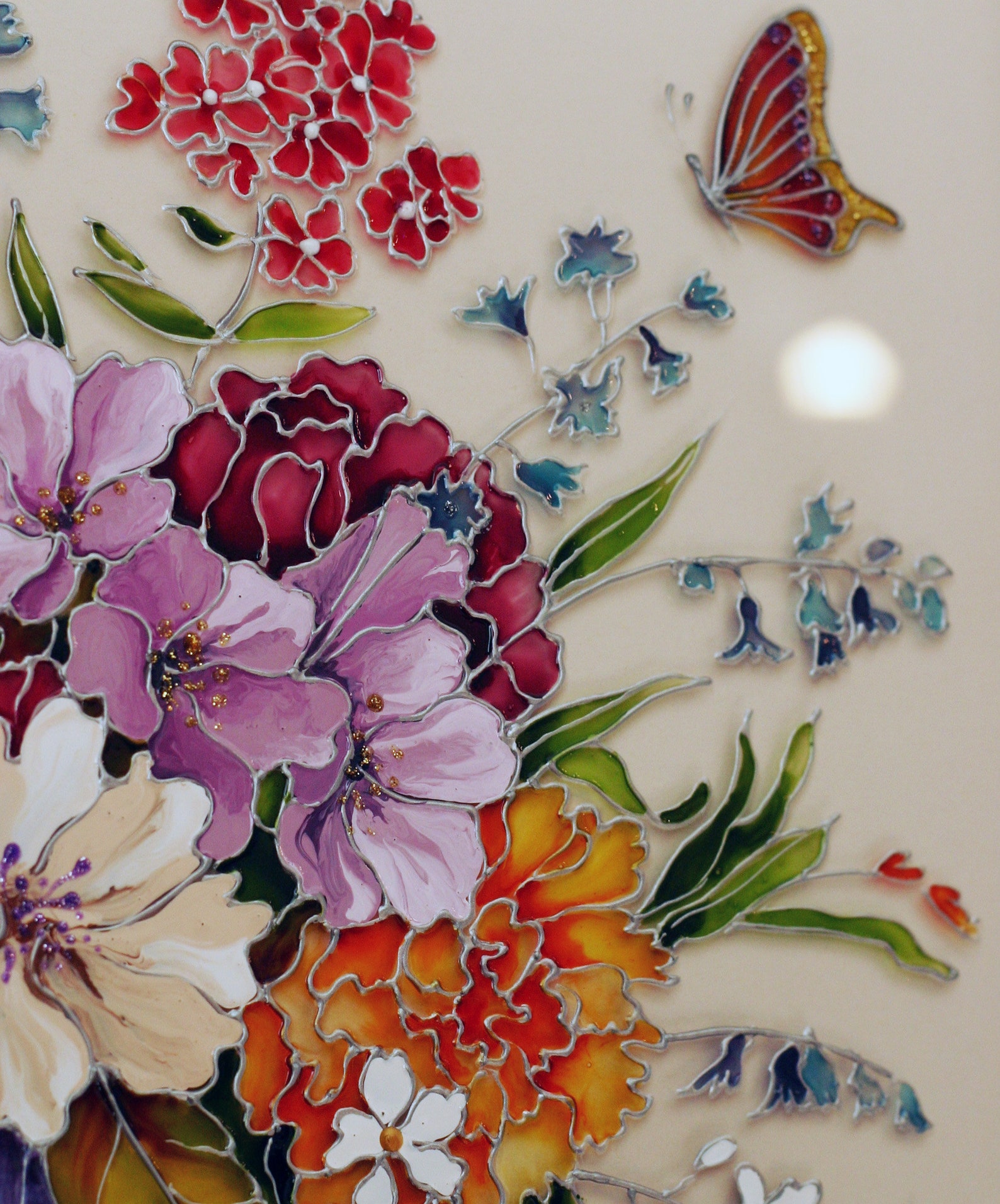 Original 3D Glass Painting Spring Flowers in Vase Flower - Etsy