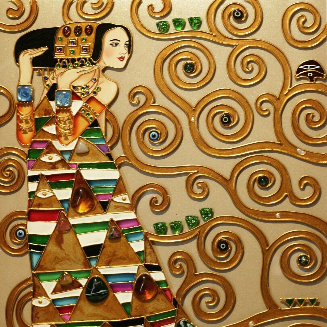 Gustav Klimt Expectation tree of Life Stained Glass Painting - Etsy