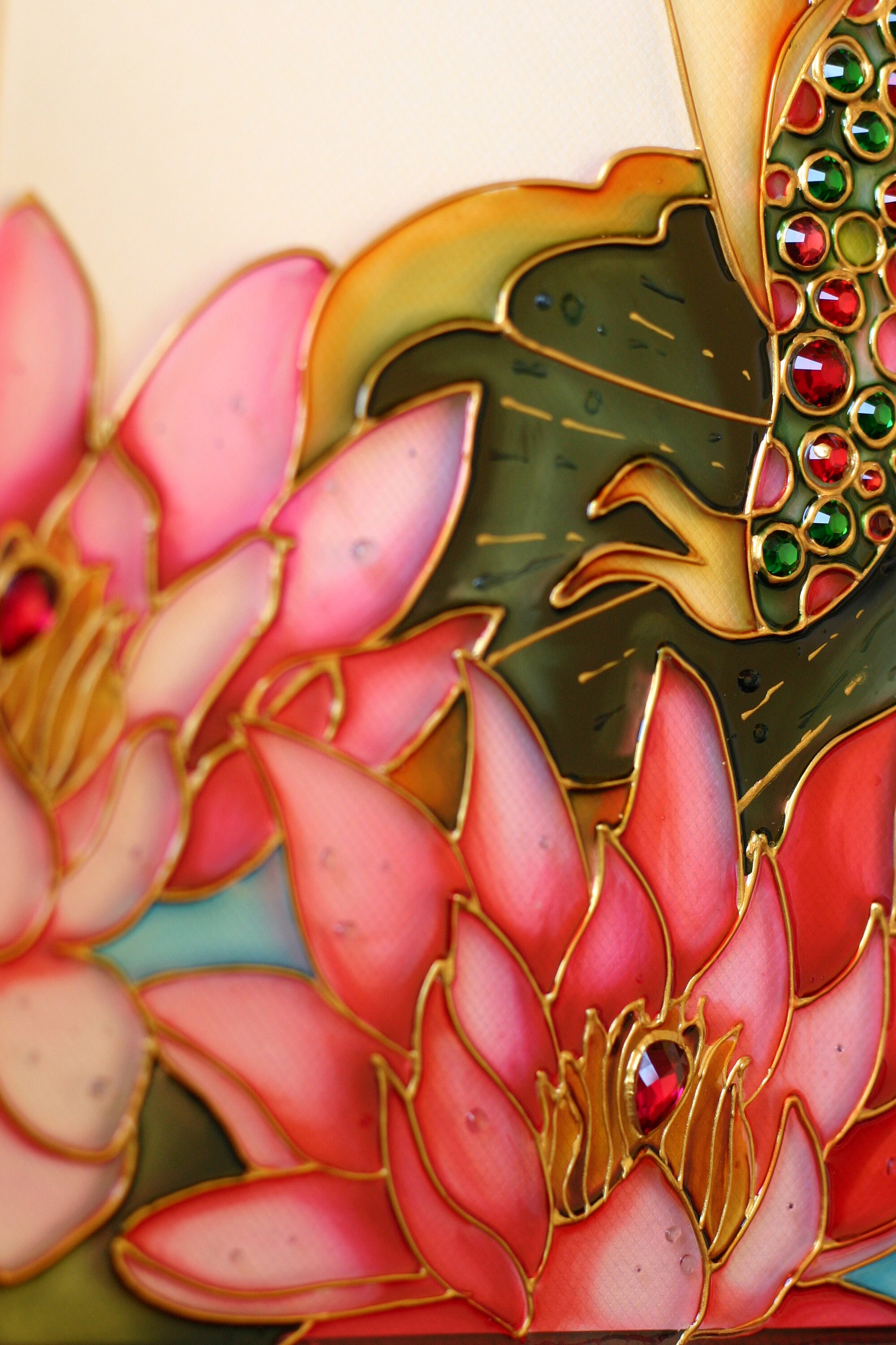 Frog Art Stained Glass Painting With Crystals Cute Frog - Etsy