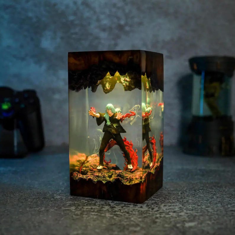Mahito Anime Epoxy Resin Wood Lamp Night Light Unique Her Him Mom Dad ...